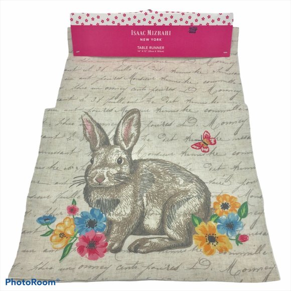 Isaac Mizrahi | Dining | New Isaac Mizrahi Floral Easter Table Runner Bunny Script 4 X 72 ...